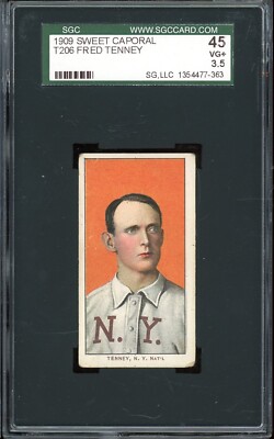 1909-11 T206 Sweet Caporal Baseball Fred Tenney SGC 3.5 | eBay