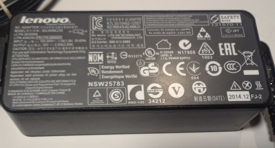Lenovo ADLX45NLC3A 5A10J75117 45N0293 45N0491 Genuine AC Adapter Power ...