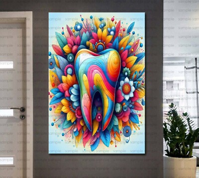 Decorative Colorful With Flower Molar Tooth Canvas Wall Art | eBay