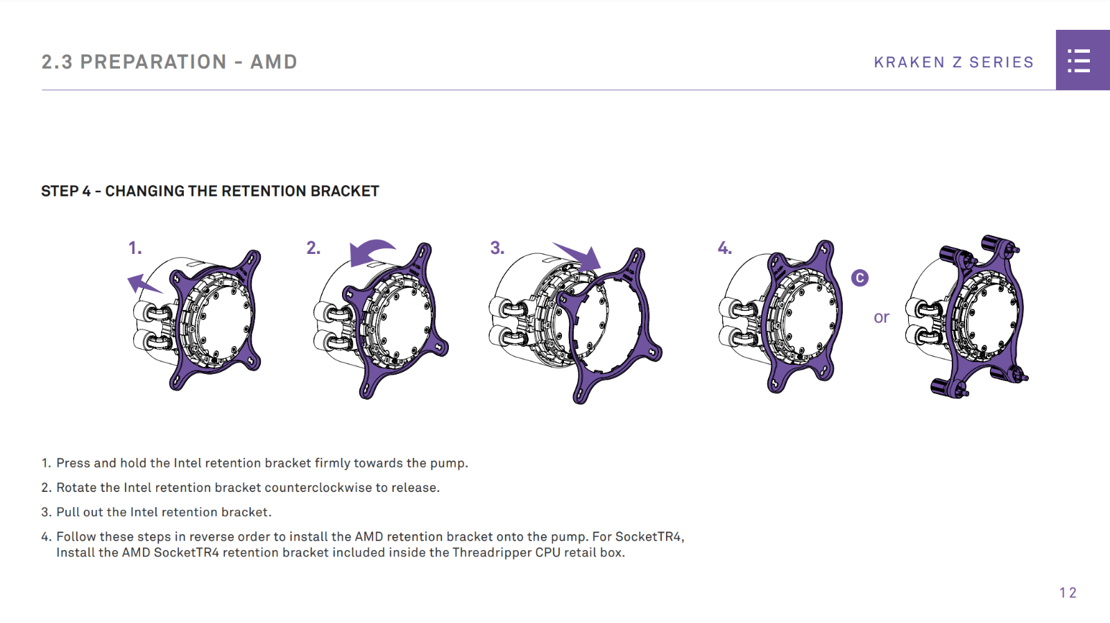 NZXT Kraken AM5 Bracket Kit- X31 X41 X42 X52 X53 X61 X62 X63 X72 X73 ...