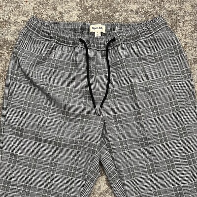 Open Edit Nordstrom Men's Small Stretch Pants Grey Plaid Elastic Waist ...