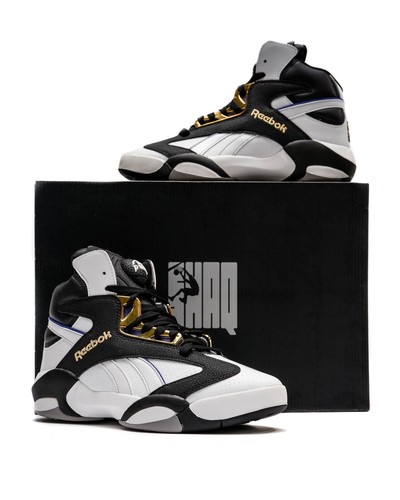 Mens Reebok Shaq Attaq MVP The Pump Basketball Shoes Black White Gold ...