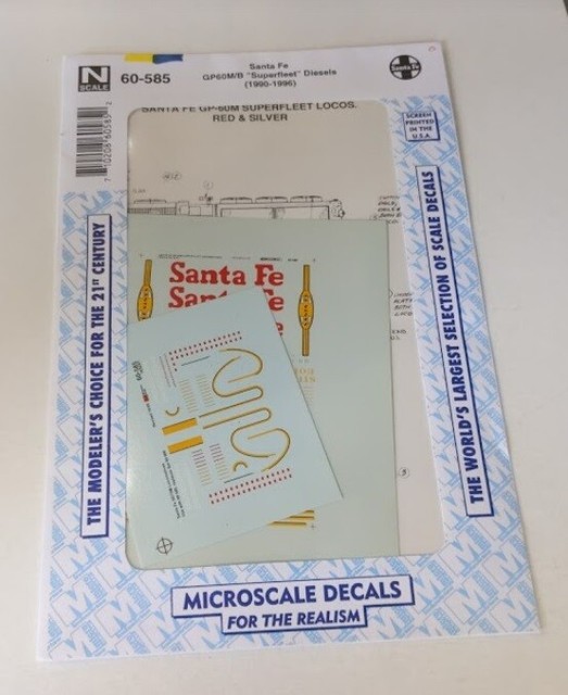Microscale Decal 60-585 ATSF Gp-60m Superfleet Locos 1990 N Scale for ...