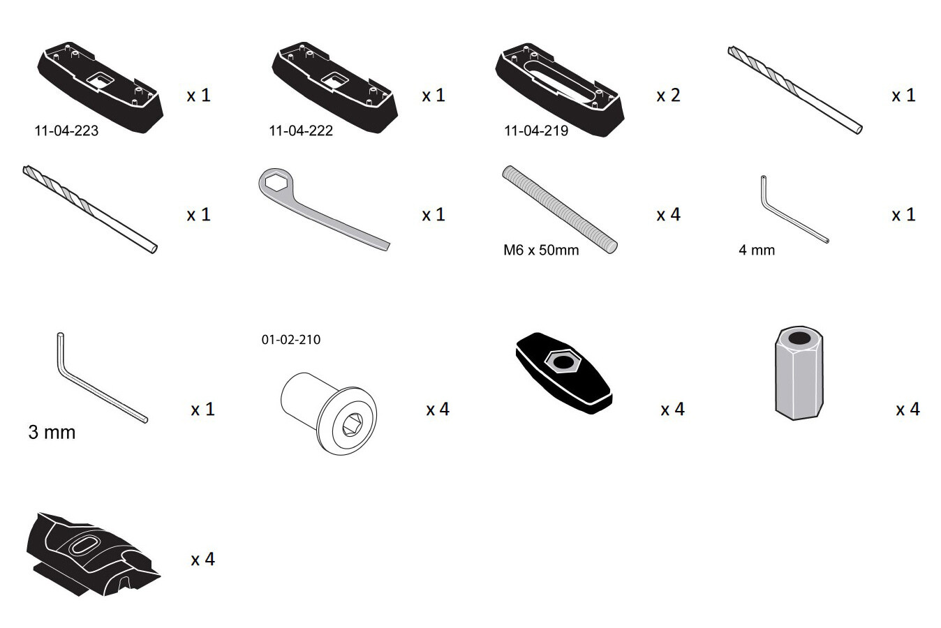 Whispbar K952W, Prorack Fitting Kit K952 for Honda Odyssey MPV Roof ...