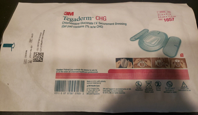 3M 1657 Tegaderm CHG Dressing 3 1/2" 1/2" -1 Dressing Exp. 07/24 for ...