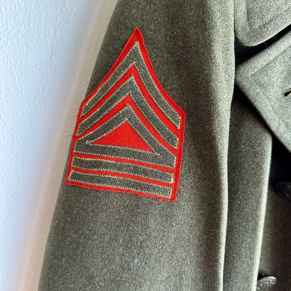 WWII USMC Marine Corps Overcoat Trenchcoat Mint Named Patched | eBay