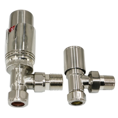 Thermostatic TRV Angled/Corner/Straight Lockshield Radiator Valves Set ...