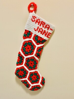 Vintage SARA-JANE Handmade Crotched Yarn Hand Sewn Christmas Stocking ...