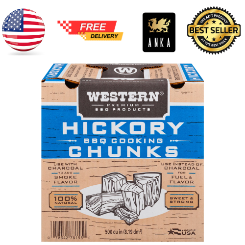 Western 500 CU IN Hickory Chunk Box CS Smoking Wood Chunks Free ...