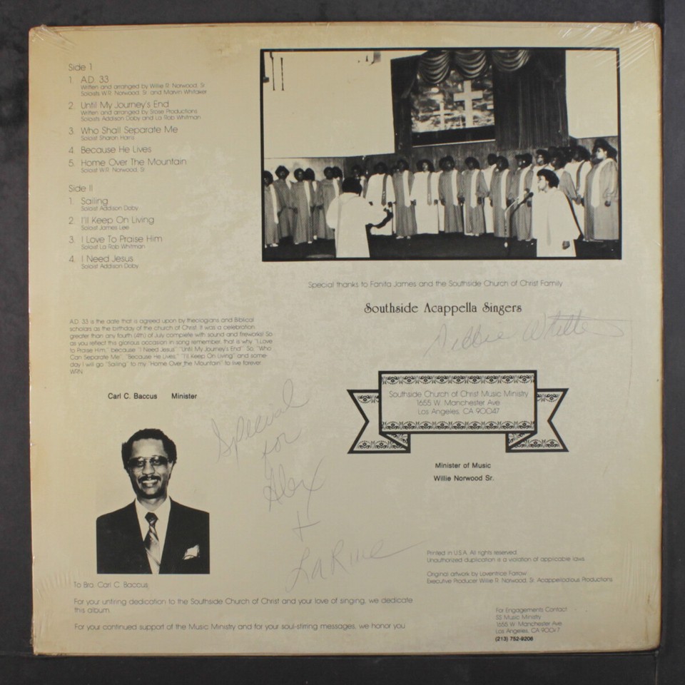 SOUTHSIDE ACAPELLA SINGERS: a.d. 33 NO LABEL 12" LP 33 RPM Sealed | eBay