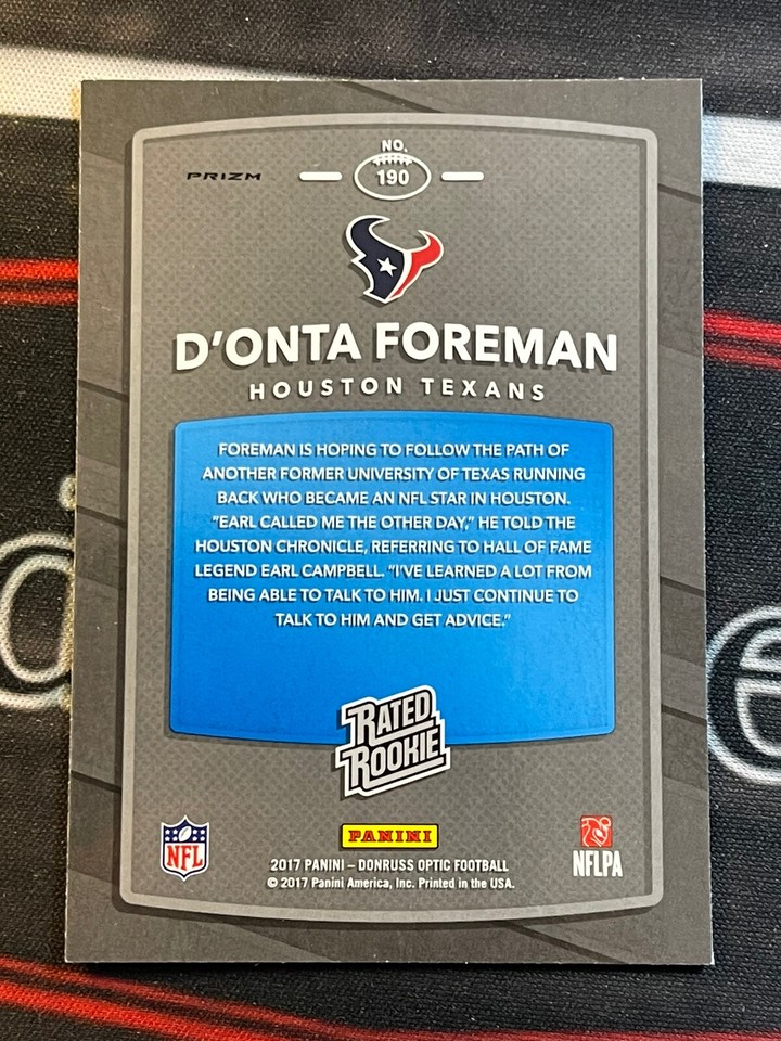 D'Onta Foreman 2017 Panini Optic Silver Holo Prizm Rated Rookie #190 Texans | eBay