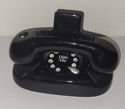 Vintage Black Ceramic Phone Pen Notepad Holder 6 X 4 X 3.25" | eBay