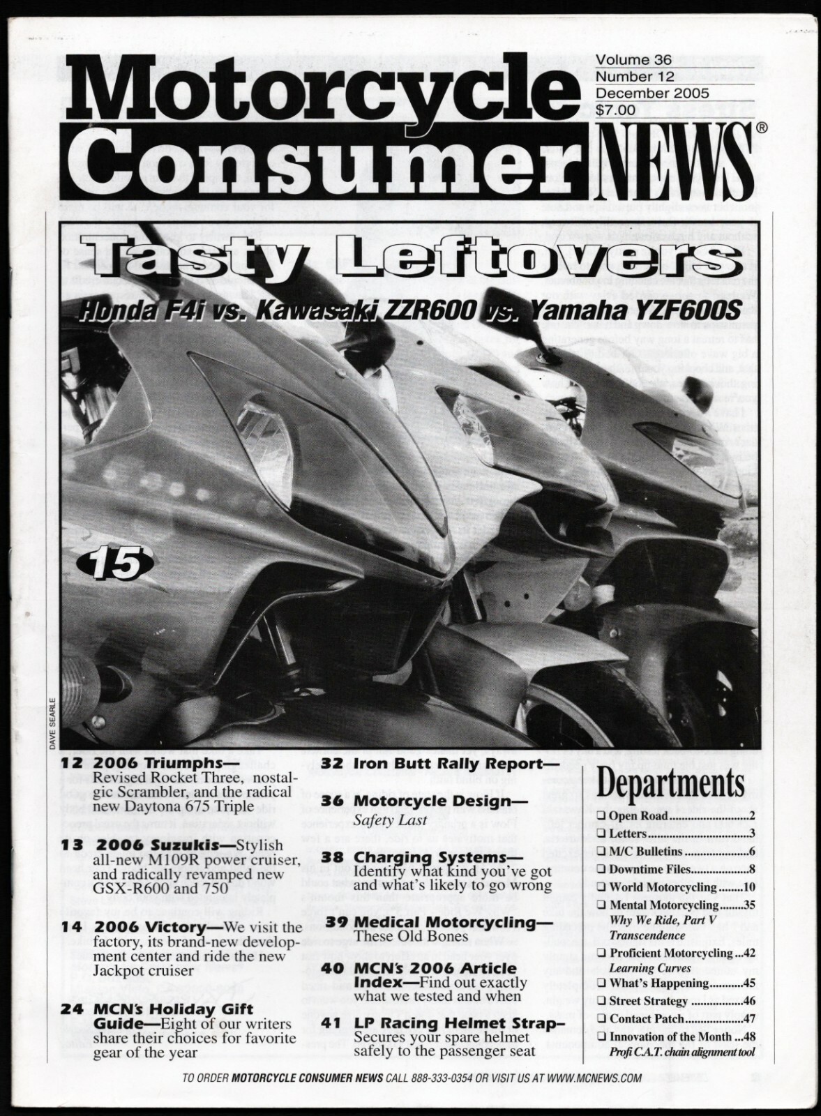 DECEMBER 2005 MOTORCYCLE CONSUMER NEWS MAGAZINE, HONDA F4i, KAWASAKI ...