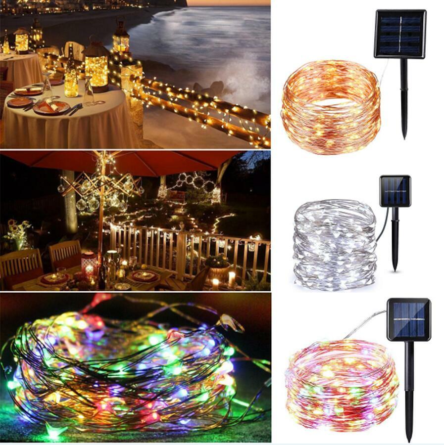Solar String Lights LED Waterproof Copper Wire Xmas Garden Party Decor ...
