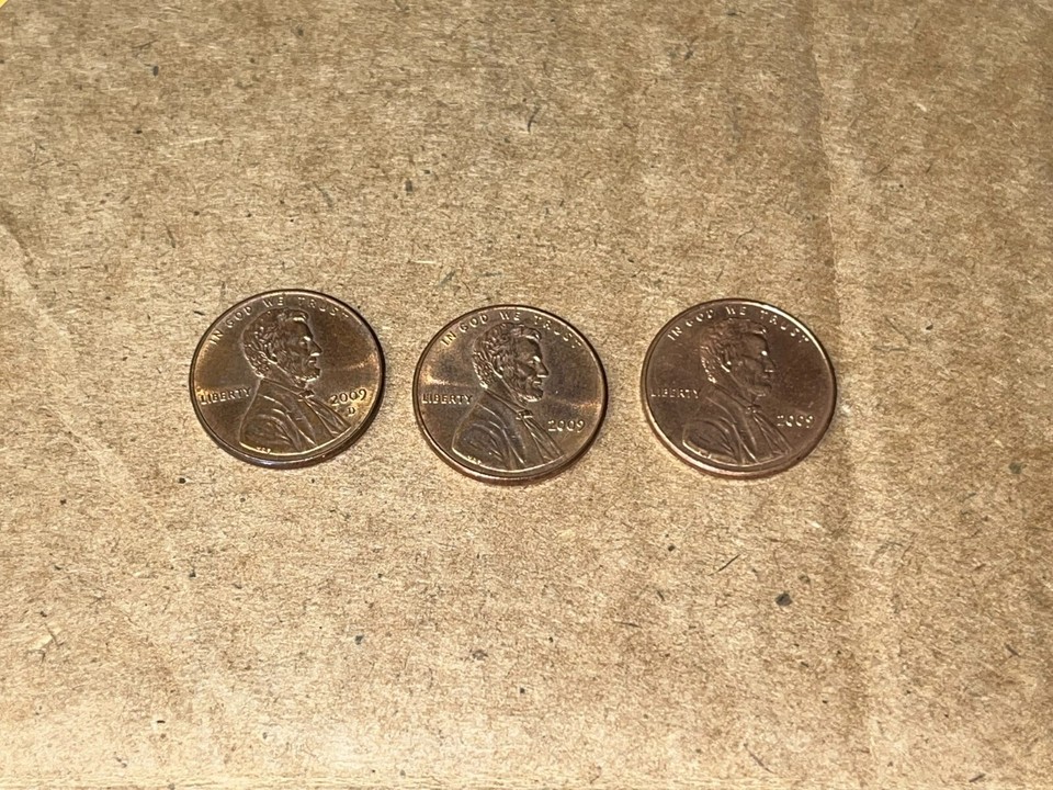 2009 Lincoln Penny 3 coin set in front of white house, log cabin ...