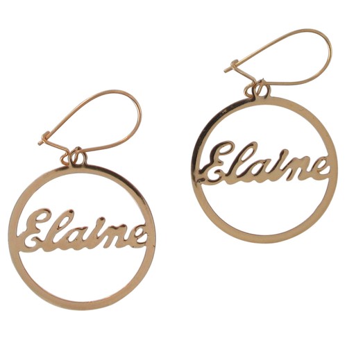 Vintage Script Gold Tone Name "Elaine" Pierced Earrings Or Clip | eBay