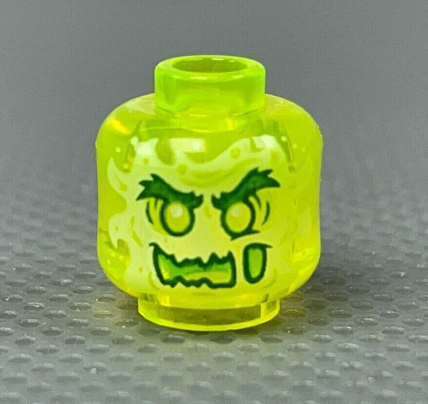 LEGO Minifigure Alien Ghost Head Yellowish Green Bushy Eyebrows Slime ...