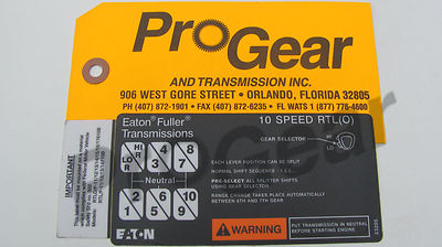 Eaton Fuller SUPER 10 Transmission Shift Pattern Label 23205 ...