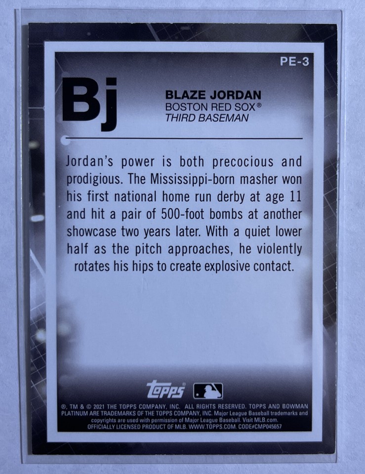 Blaze Jordan 2021 Bowman Platinum Precious Elements Green #d 57/99 #PE ...