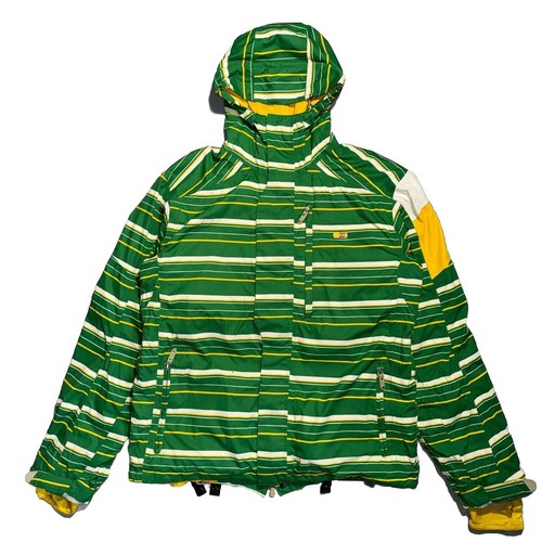 DC Snowboard Jacket Mens Medium Green Stripe 10K Waterproof Snow Ski ...