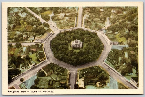 Postcard Goderich Ontario c1940s Aeroplane Aerial View Courthouse Park ...
