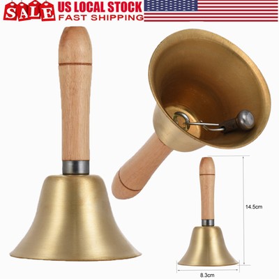 Small Brass Hand Bell Wooden Handle Call Bell Dinner Bells Desk ...