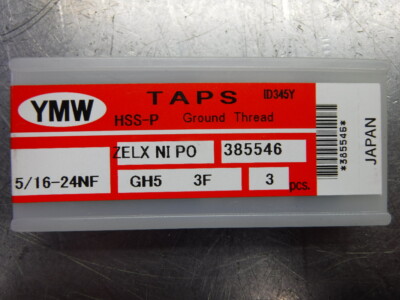 YMW HSSPM 5/16-24NF GH5 ZELX NI PO Plug Tap 3 Flute QTY3 385546 ...