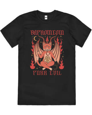 Baphomeow Baphomet Cat Kitty Dark Humour Cotton T-Shirt Unisex Tee ...