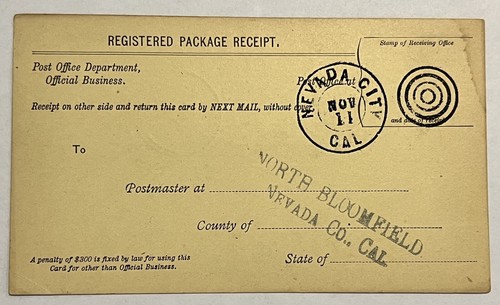 1800's NORTH BLOOMFIELD IN NEVADA CITY CALIFORNIA POSTAL HISTORY ...