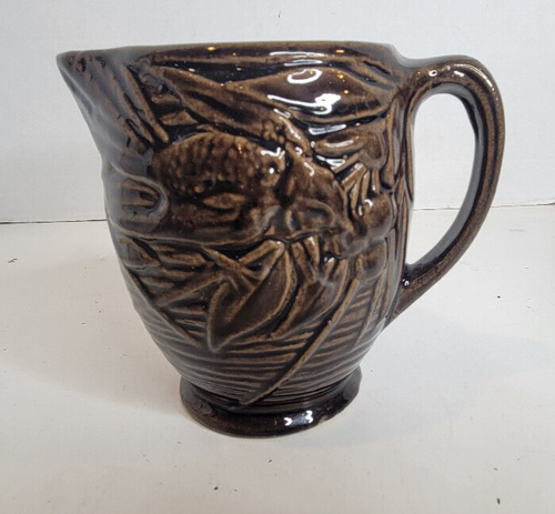 Vintage McCoy Bird and Berries Pitcher Brown Twenty Four Ounces | eBay