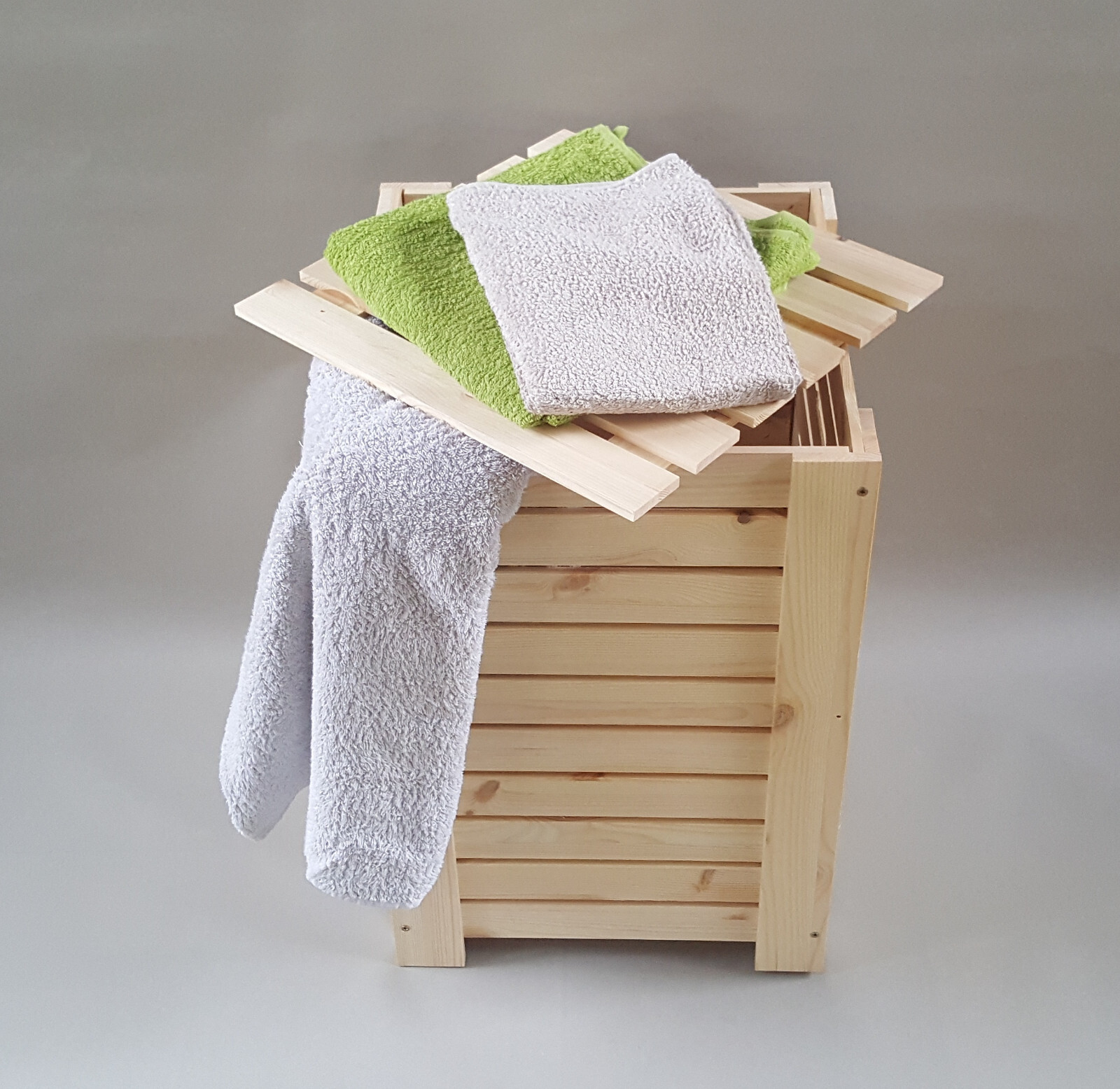 Wooden Storage Natural Wood Box Dirty Clothes Laundry Basket Washing ...