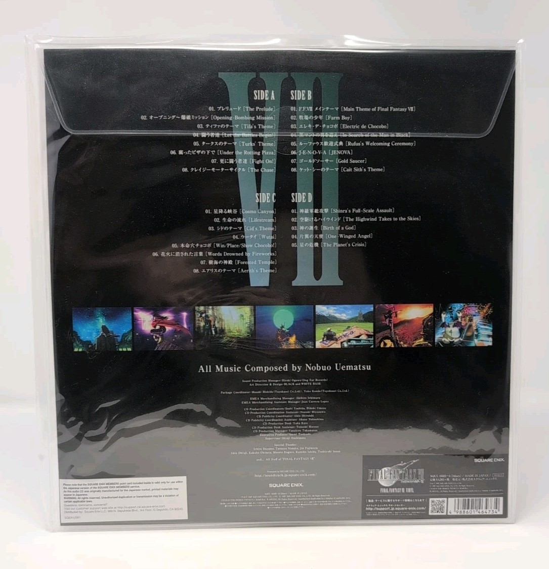 Final Fantasy VII FF 7 Vinyl Soundtrack Picture Disc 2LP VGM Square ...