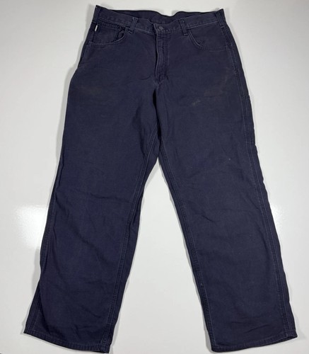 Carhartt FR CAT 2 Navy Blue Original Fit Canvas Workwear Pants Men’s SZ ...