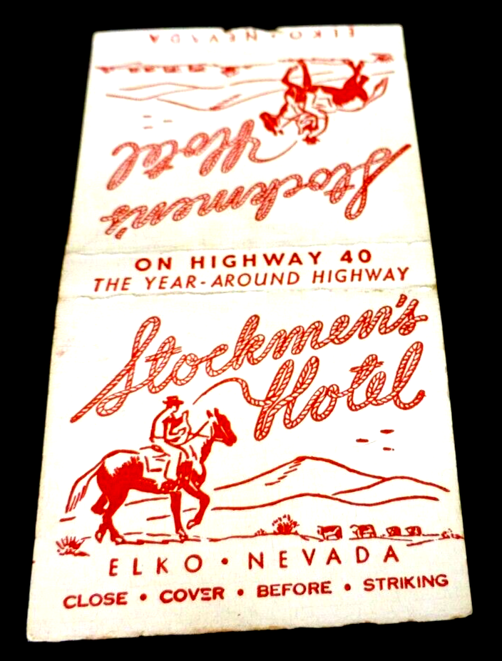VINTAGE MATCHBOOK COVER STOCKMEN'S HOTEL ON HIGHWAY 40 ELKO NEVADA | eBay