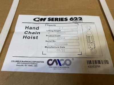 CM SERIES 622 HAND CHAIN HOIST 2 TON, 20 FT CHAIN (NEW) | eBay