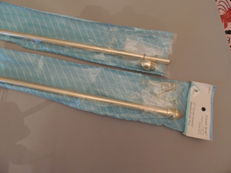 2 Curtain Brass Rods Standard Extends 28-48''(71-122cm) diameter 1/2 ...