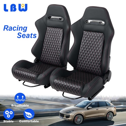 Universal 2 Racing Seats Black Faux Leather + Pink String Grid Seats W ...