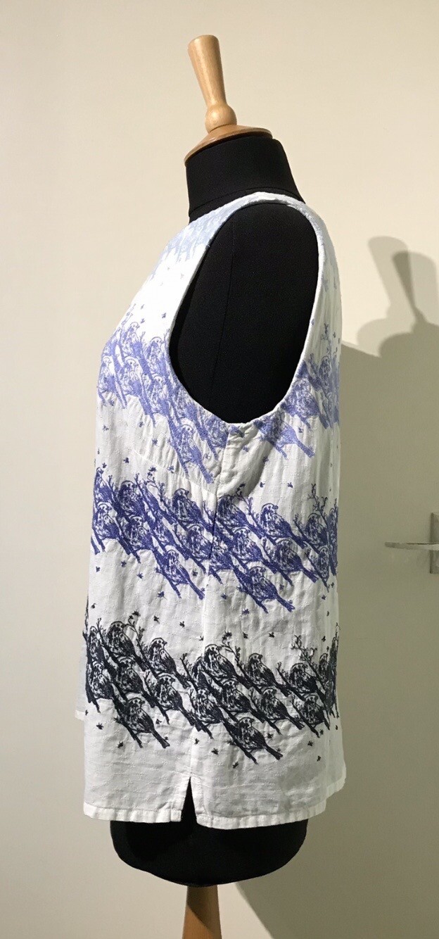 WHITE STUFF Blue Bird Embroidery Summer Tank Top Ladi… - Gem