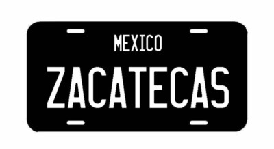 ZACATECAS Mexico Black License Plate Tag decal Mexicano Terre Pueblo ...