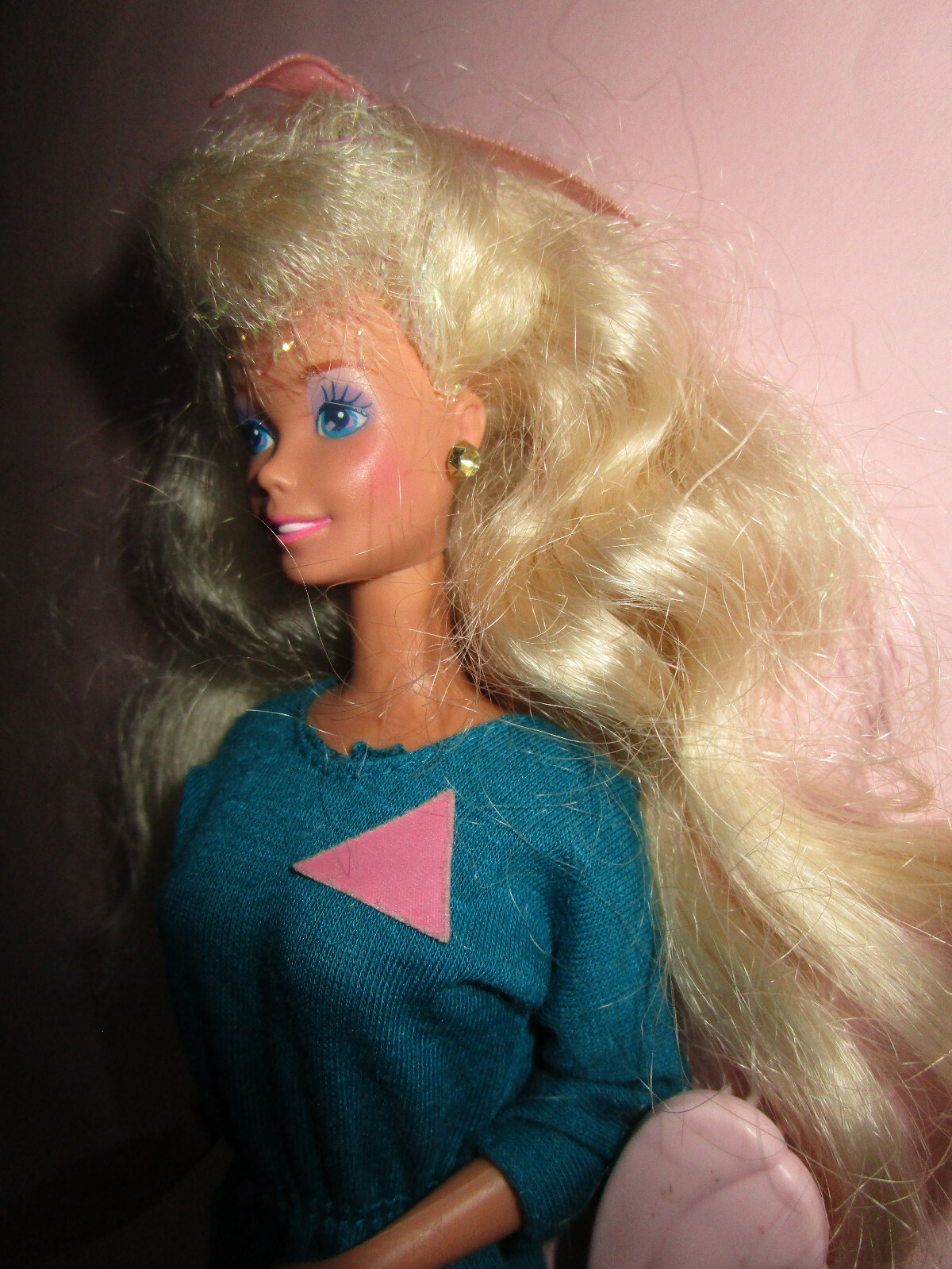 B10) ALTE BLONDE VINTAGE BARBIE MATTEL ORIGINALES KLEID+OHRRINGE+SCHUHE ...