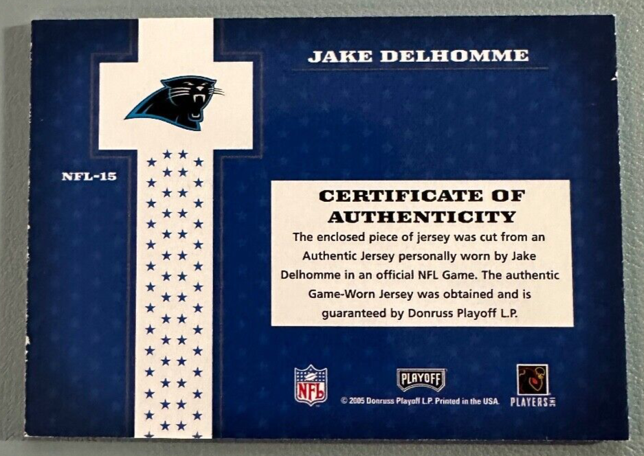 2005 Playoff Prestige Stars of the NFL Game-Worn Jersey #NFL15 JAKE ...