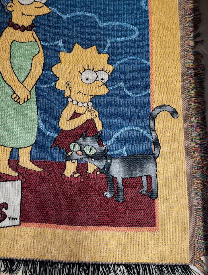 The Simpsons Woven Tapestry Fringe Throw Blanket Homer Marge Lisa Bart ...