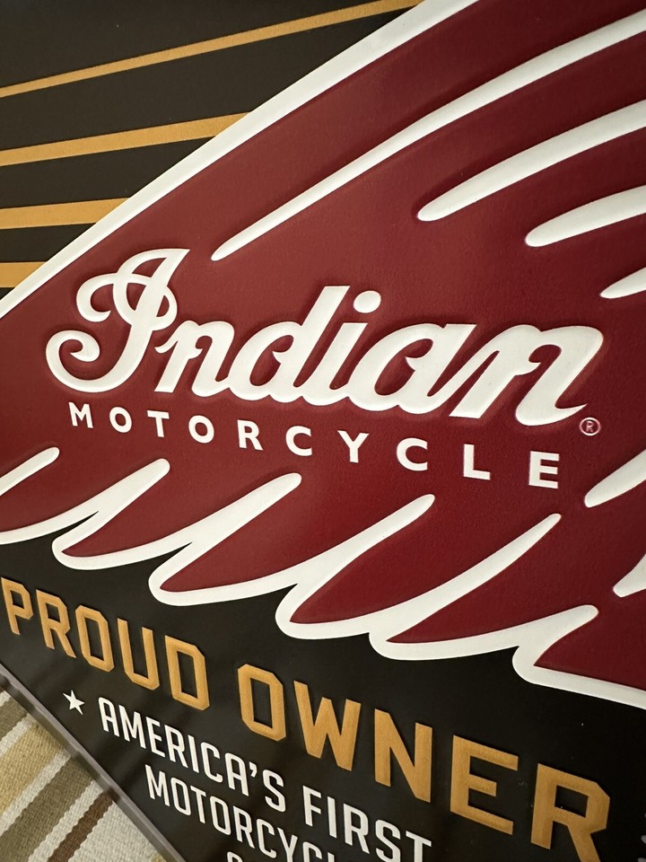 Indian Motorcycle Metal Sign Proud Owner Garage Gas Oil Vintage Style ...