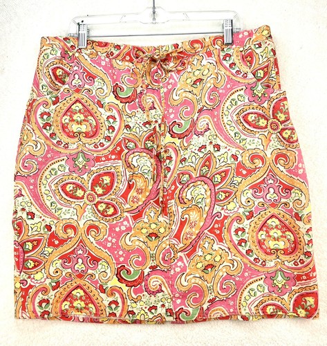 Charter Club 100% Linen Skirt 16 Multi-Color Floral Print Casual WPL ...