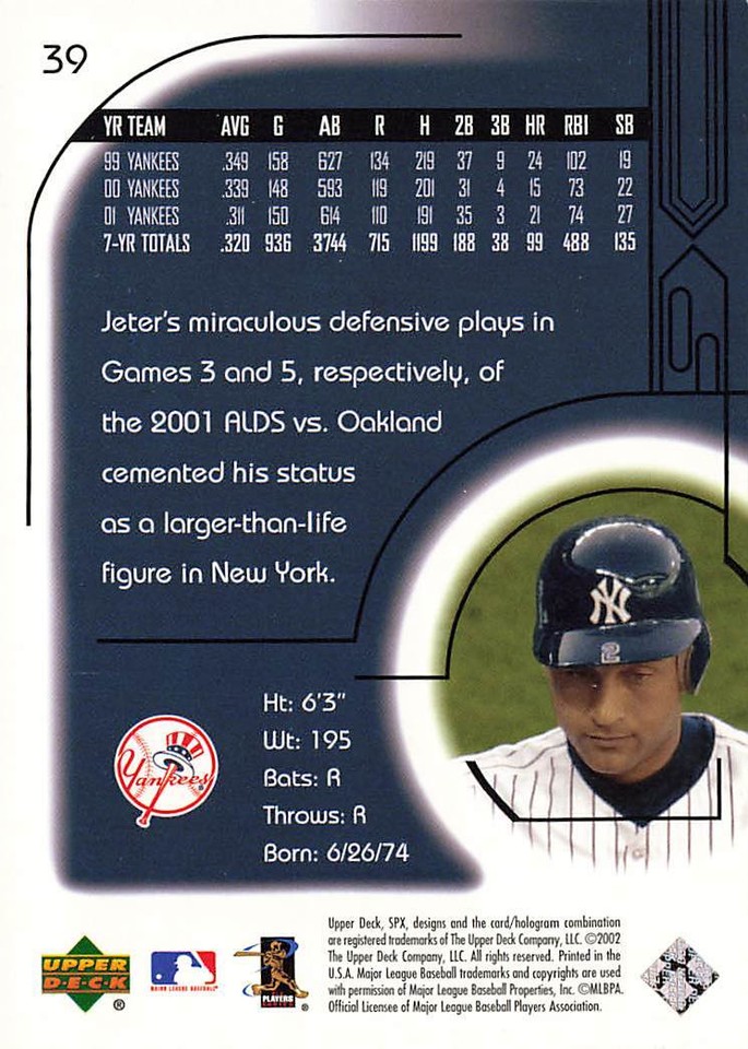 2002 SPx Baseball 39 Derek Jeter | eBay