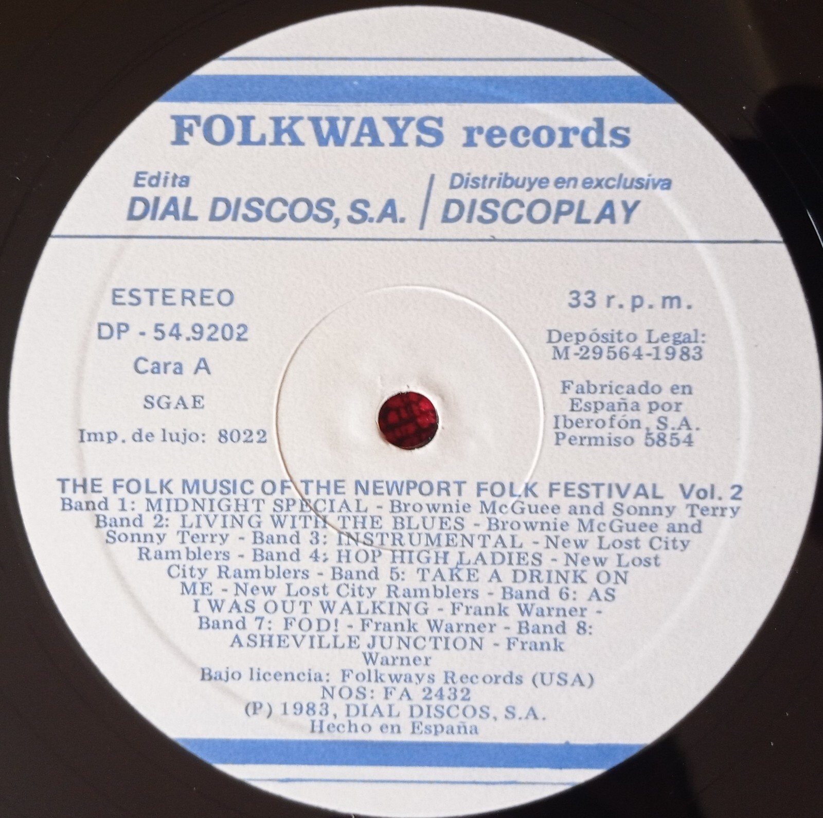 THE FOLK MUSIC OF THE NEWPORT FOLK FESTIVAL 1959-60 VOL. 2 SPAIN 1983 ...