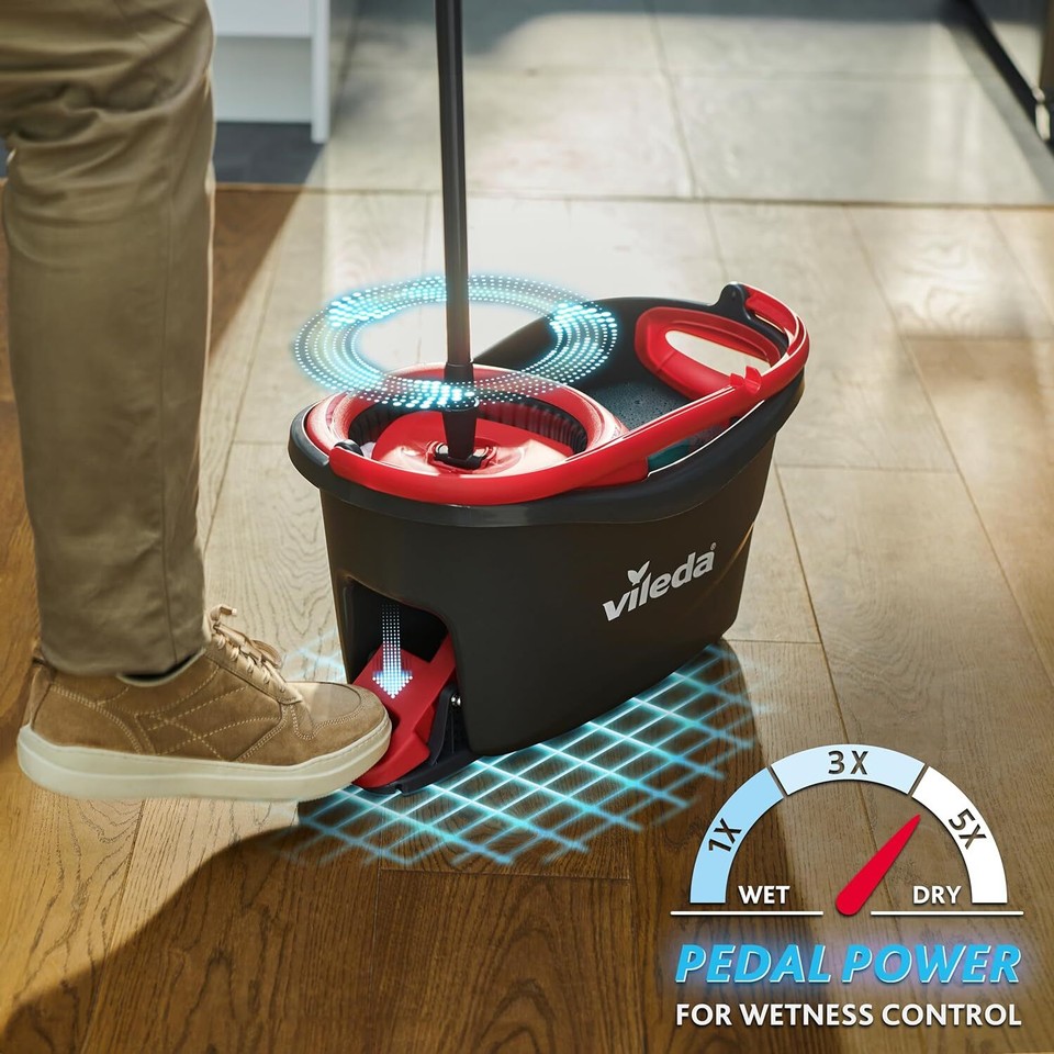 Vileda Turbo Mop Bucket Set Spin Easy Cleaning Floors Microfibre Smart ...