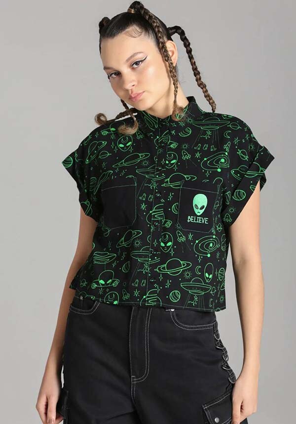 HELL BUNNY Mulder [Green] | SHIRT Pinup Cute Kawaii | eBay