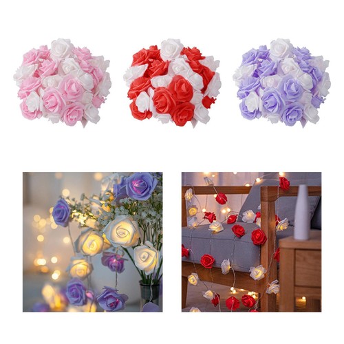 LED Rose Flower String Light Artificial Flower Bouquet Lights 300cm 20 ...