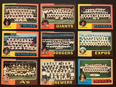 1975 Topps Baseball Team Checklists - Unmarked - You Pick - Multi-Card ...